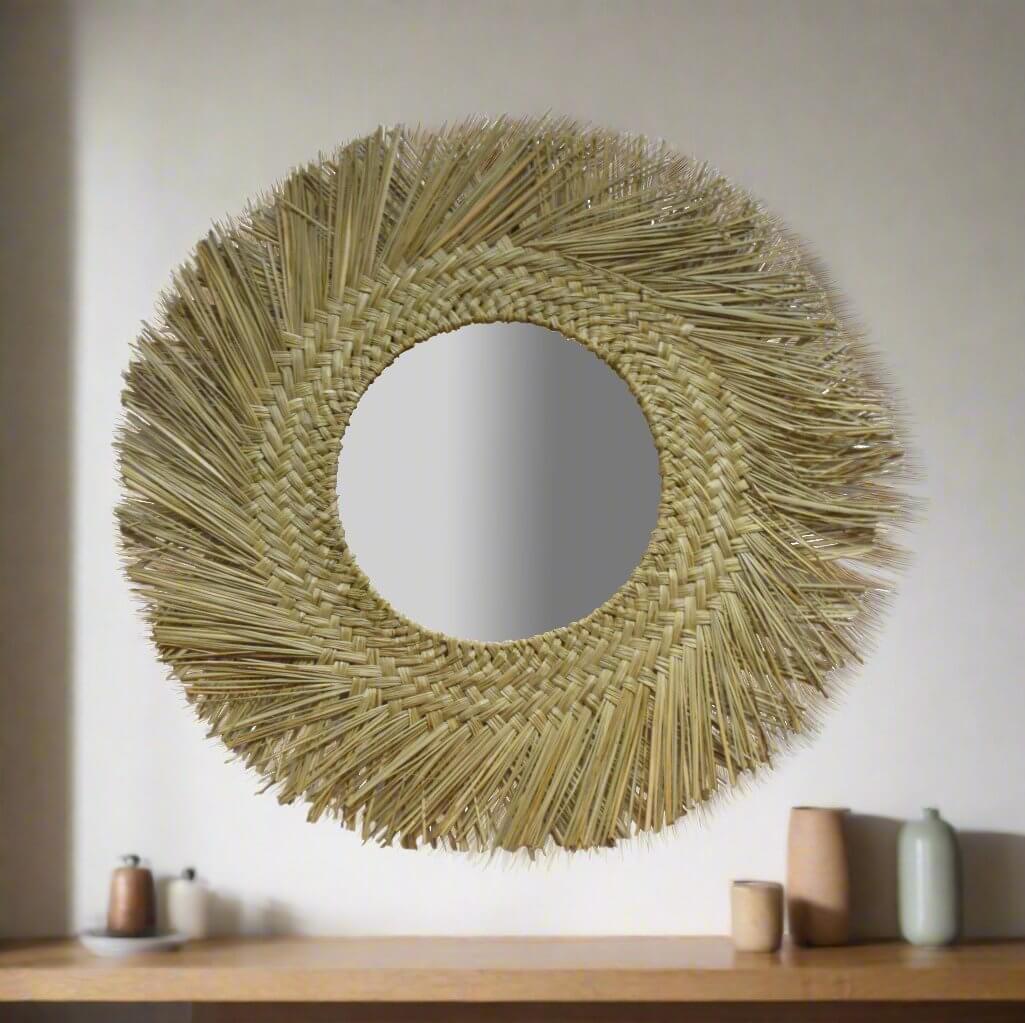 Boho Woven Seagrass Wall Mirror – Woodcroft Home LLC
