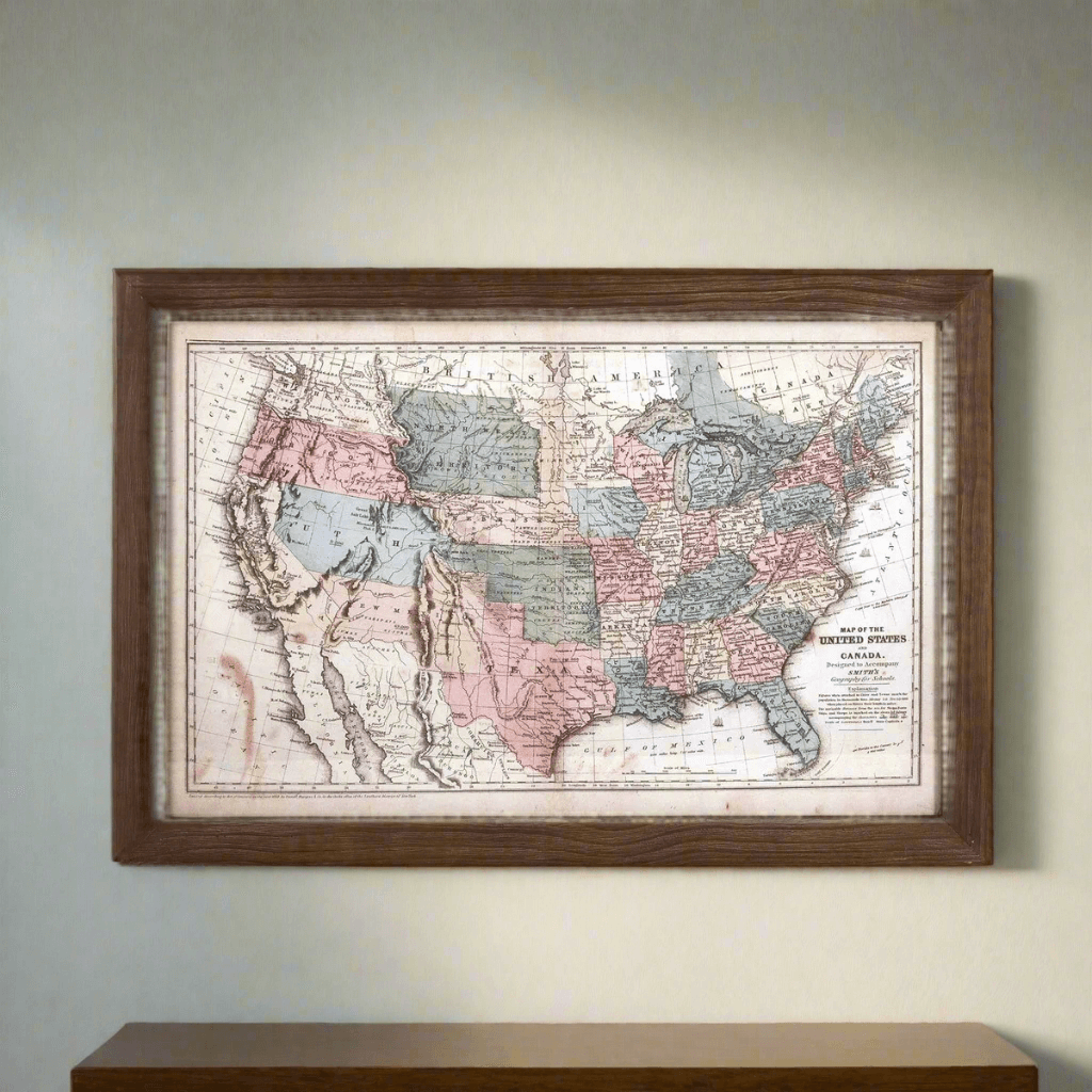 Antique 1850s United States Wall Map – Woodcroft Home LLC