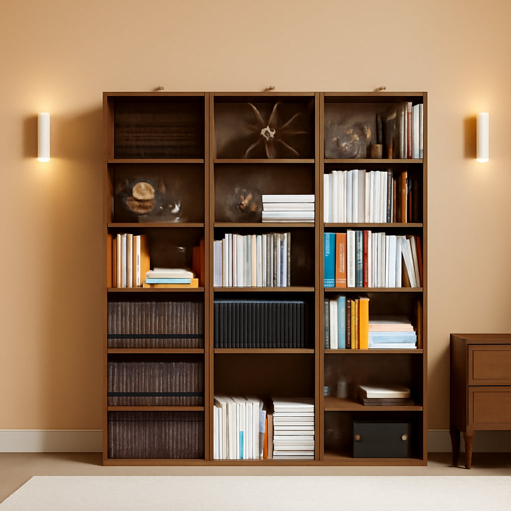 Vintage Brown 6 Shelf Floor Bookcase 70 Inch Tall Unit – Woodcroft Home LLC